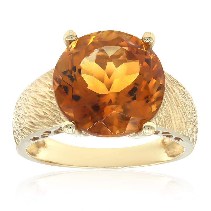 Brasilianischer 6,34ct Citrin 14K Gold Ring, Moderne Eleganz