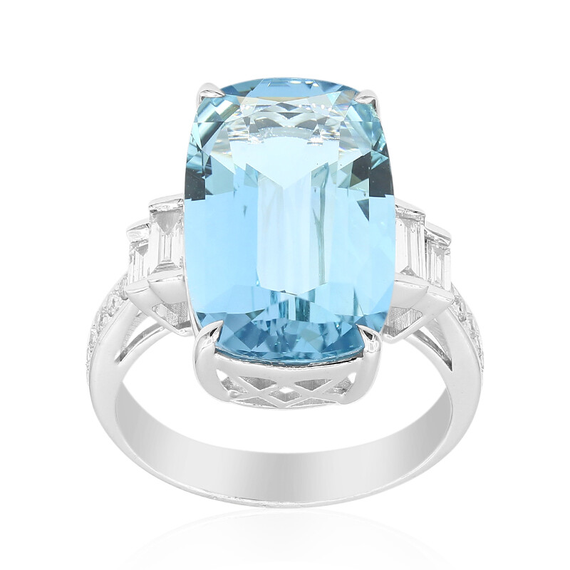 Schicker brasilianischer 8,56ct Aquamarin 18K Weißgold Ring