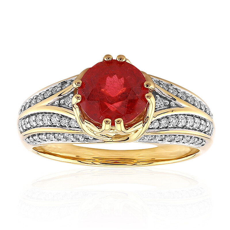 Brasilianischer Rhodonit-Goldring (de Melo)-3017SQ | Juwelo Schmuck
