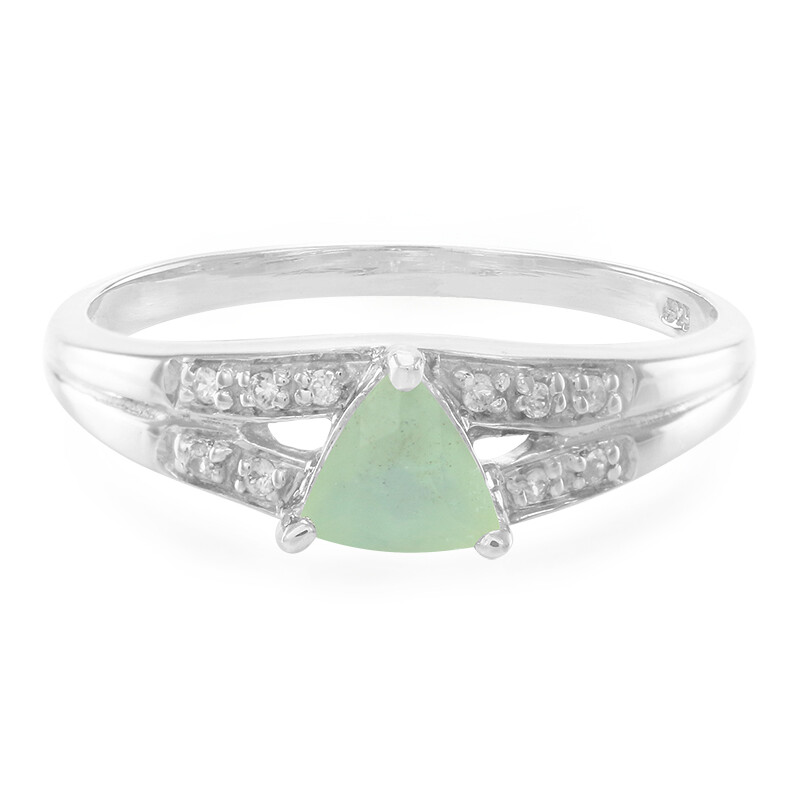 Schicker brasilianischer Paraiba Opal & Zirkon Silber Ring, 0,31ct