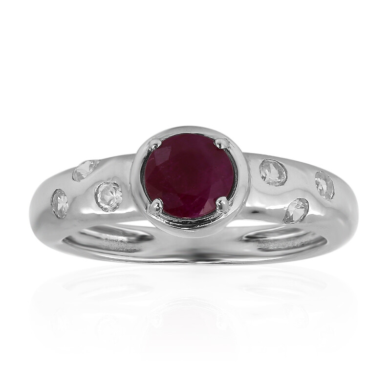 Kenianischer Rubin & tansanischer Zirkon Sterling Ring, 0,833ct