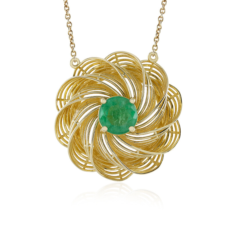 Sambia 1,17ct Smaragd 9k Gold Halskette, 3,72g