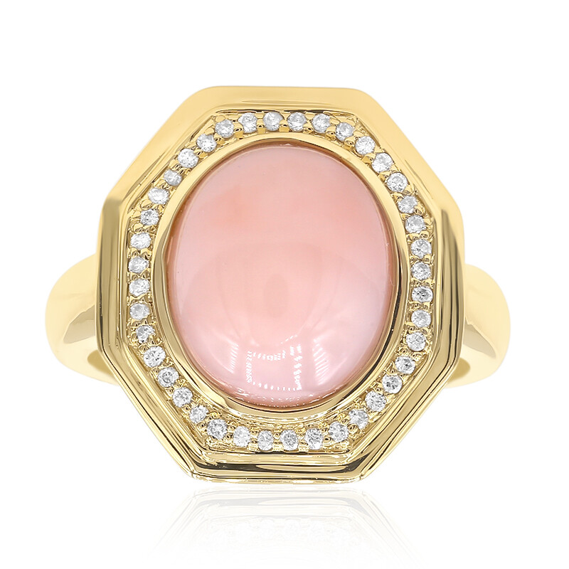 Raffinierter peruanischer rosa Opal 14k Gold Ring 3 89ct