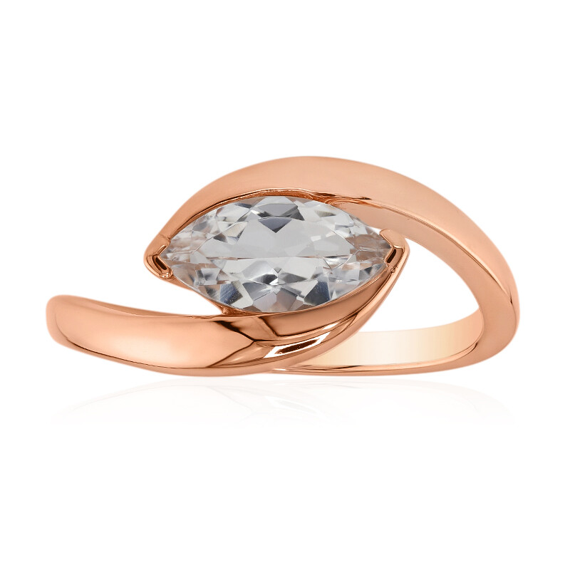 Marquise Rosa mexikanischen Danburit 9K Rose Gold Ring, 0,833ct