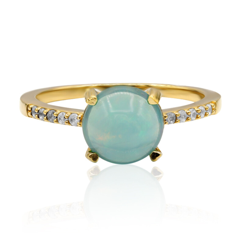 Schicker Äthiopischer Blauer Opal Goldplattierter Silberring, 1,26ct