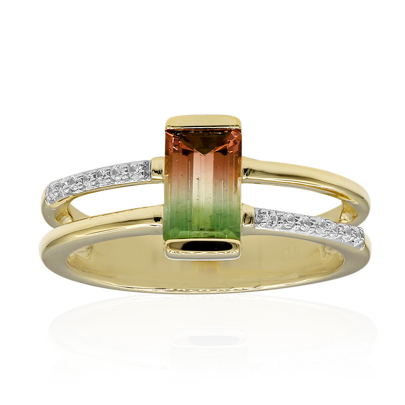 Brasilianischer Multicolor Turmalin 9K Gold Ring, 1,01ct