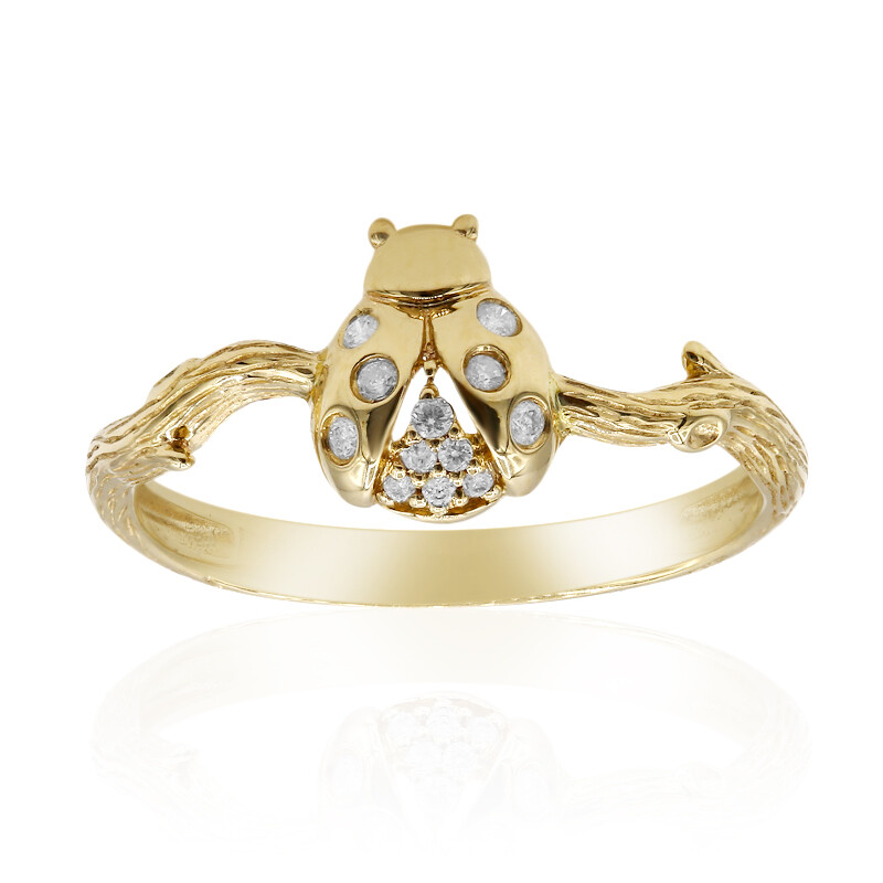 Schicker Frosch-Ring mit 0,067ct Diamant aus 14K Gold, 1,95g