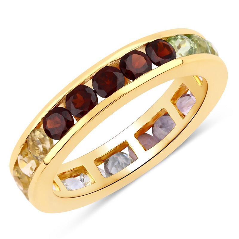 Dreifarbiger Edelstein-Ring aus vergoldetem Silber, 2,052 ct