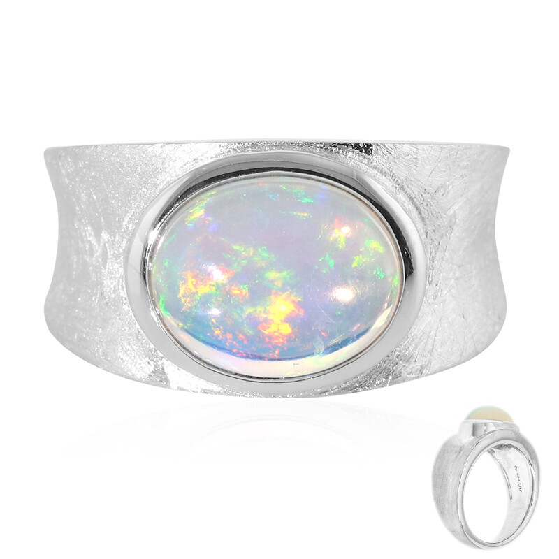 Athiopischer Welo Opal Oval Sterling Silber Ring 1 55ct