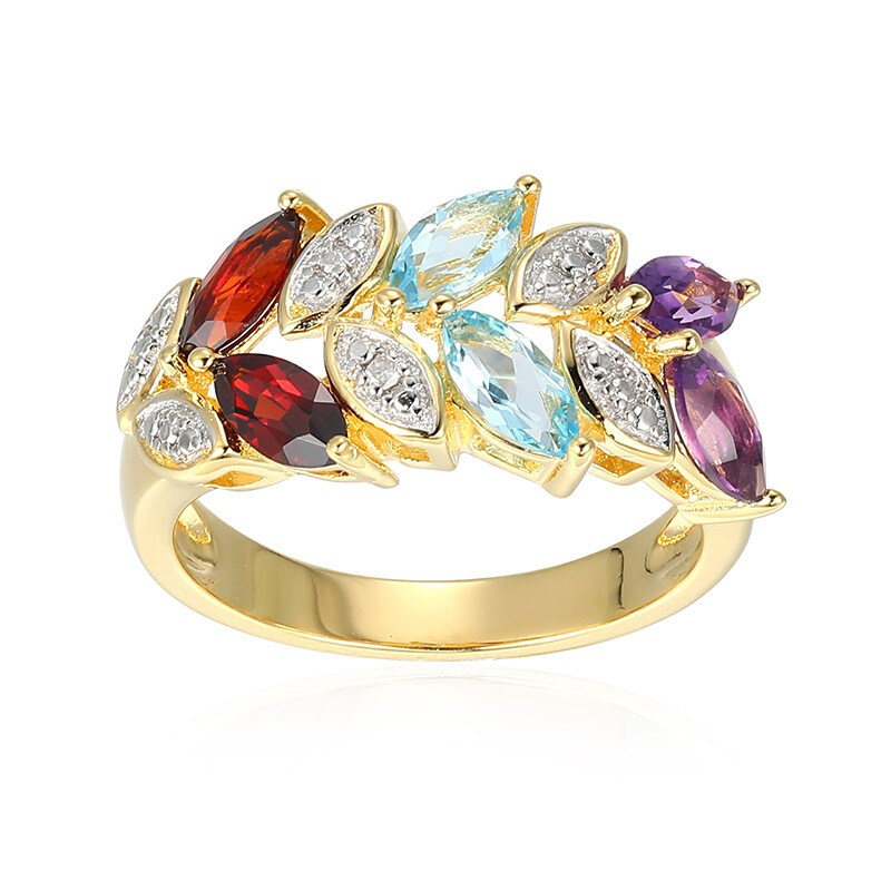 Mehrringiger Ring mit Marquise-Schliff aus vergoldetem Silber, 1,165ct