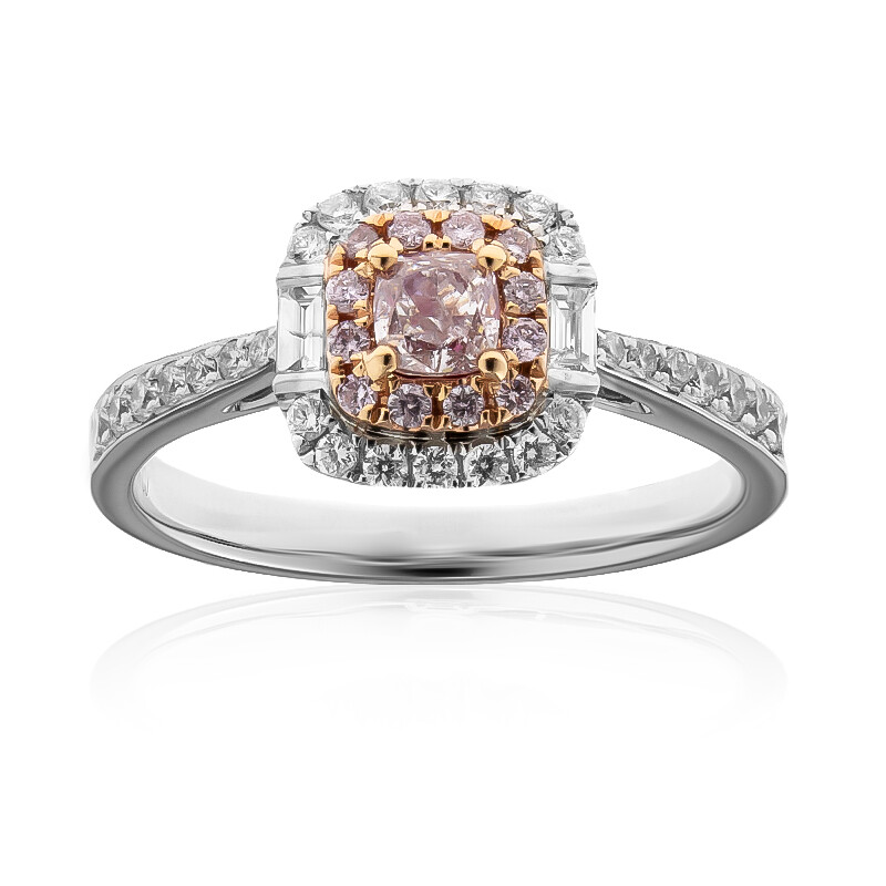 Schicker Ring mit rosa Diamant im Kissenschliff aus 18 Karat Roségold ...