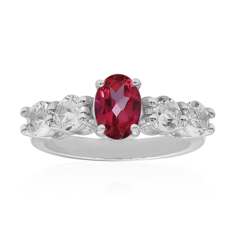 Schicker Pink Mystic Topas & Weißer Topas Silberring, Nigeria, 1,89 ct