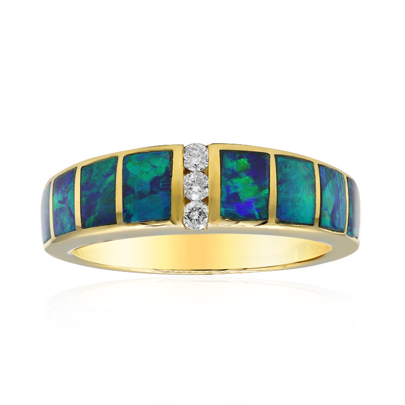Lightning Ridge-Schwarzer Opal-Goldring (CIRARI) -5602TH | Juwelo Schmuck