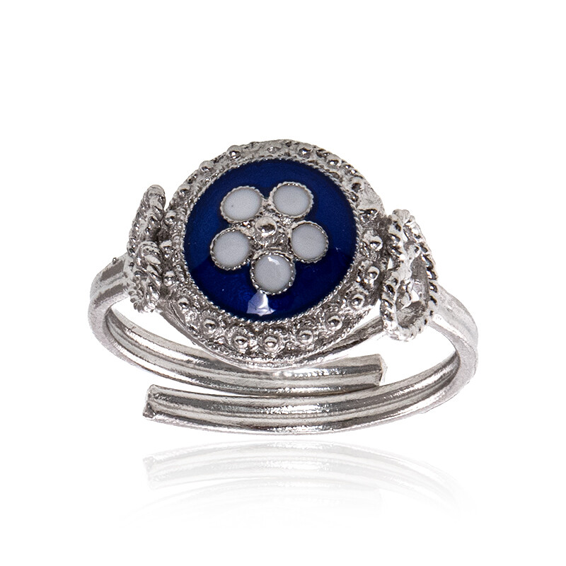 925er Sterling Silber Ring mit blauer Emaille