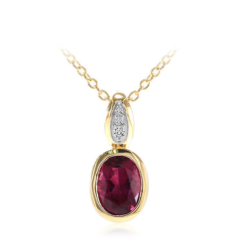 Rubellit-Goldhalskette (Tenner Diniz)-3488JH | Juwelo Schmuck