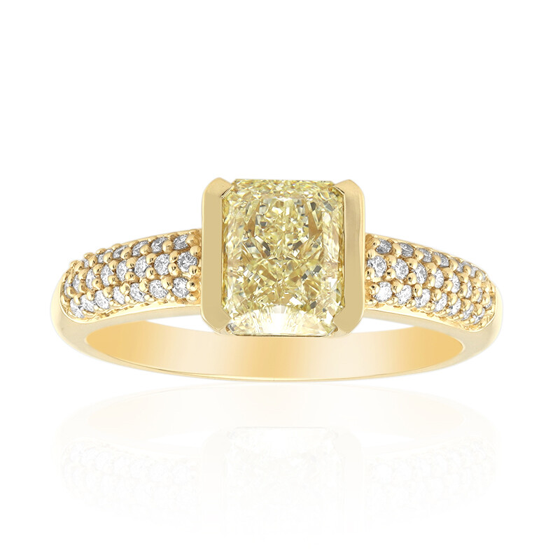 Strahlender 1,717ct gelber Diamant 18K Gold Ring, 4,02g
