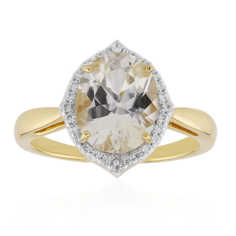 Brasilianischer Euclase 2,15ct Gold Ring, 28 Zirkon Akzente, 9K